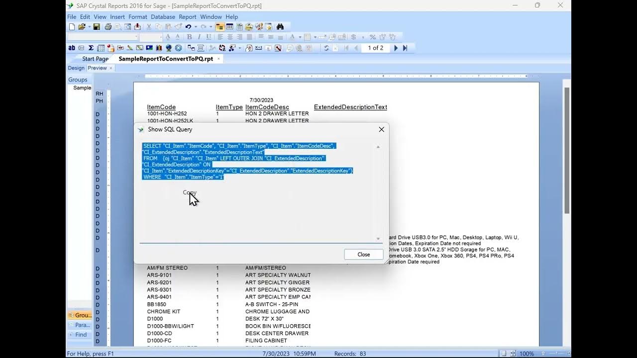 Converting Crystal Reports To Excel Power Query - YouTube