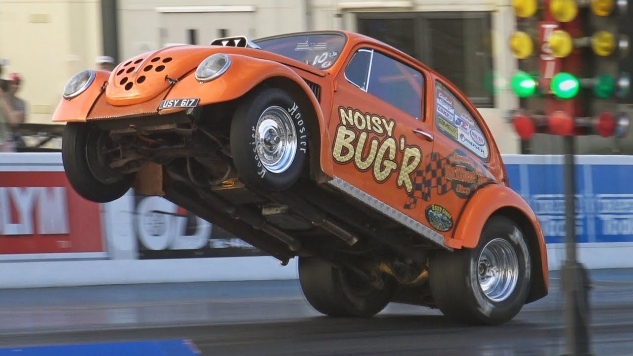 V8 Beetle Pulls a Huge Wheelie at Santa Pod Raceway! - YouTube