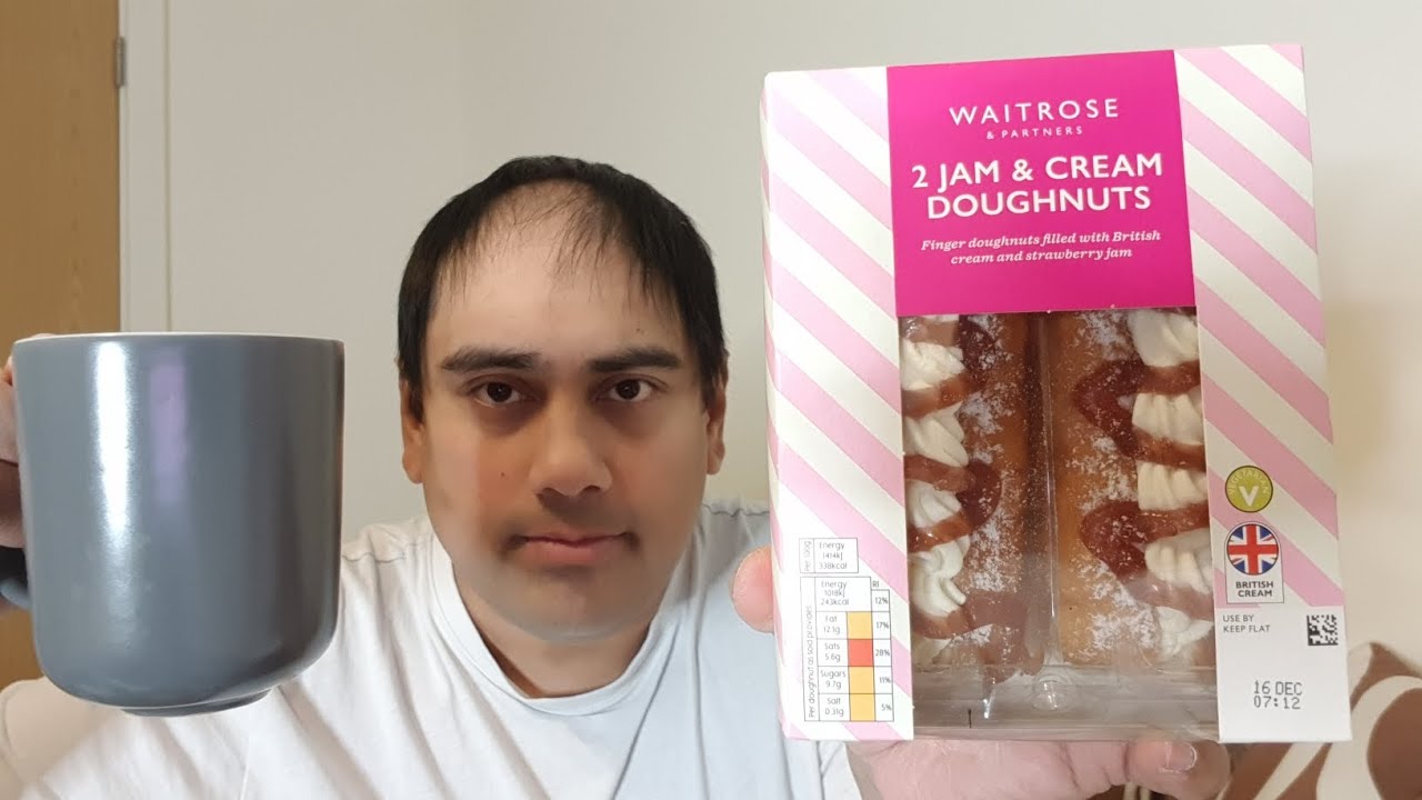 having jam & cream doughnuts from waitrose - YouTube