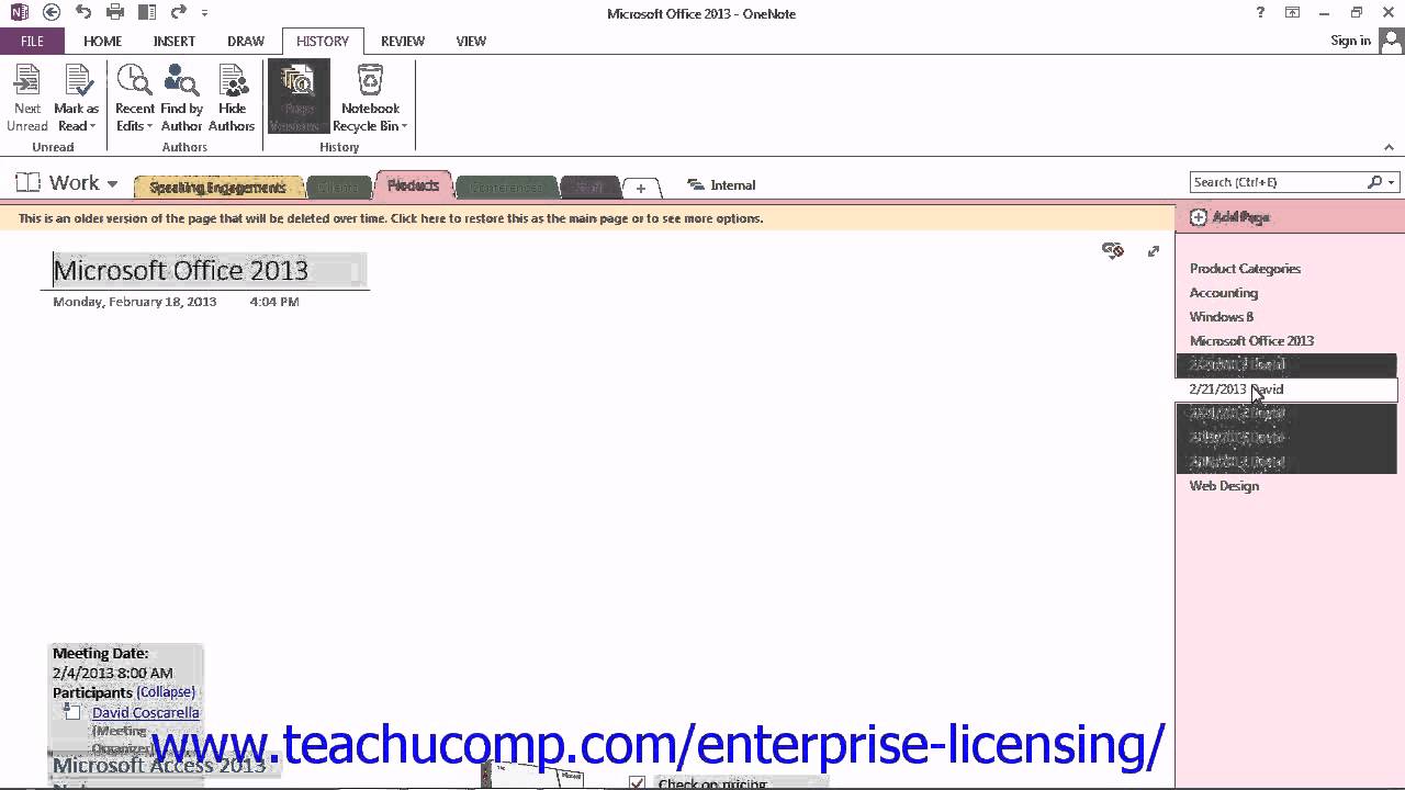 Microsoft Office OneNote 2013 Tutorial Sharing Notebooks 12.10 Employee ...