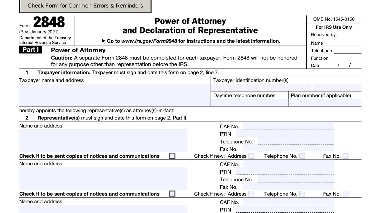 IRS Form 2848 Walkthrough Appointing IRS Representation YouTube