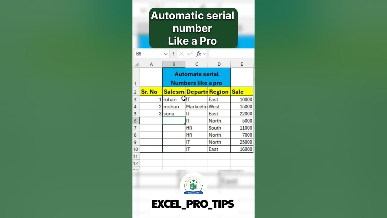 How yo automate serial number in Excel//#excel #exceltips #shorts #short - YouTube