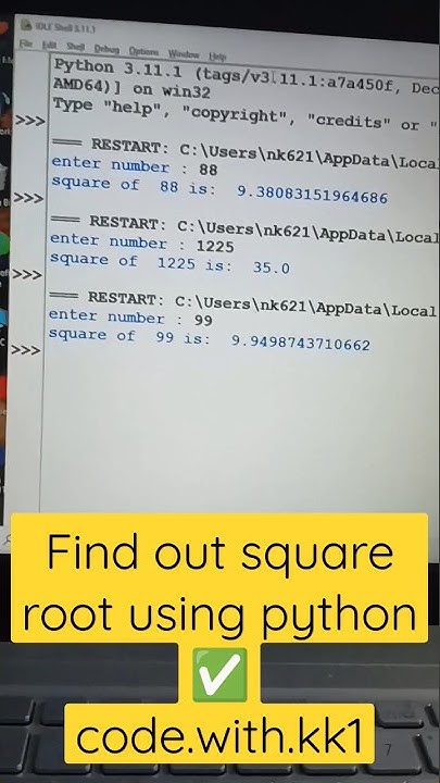 find out square root using python #python #squareroot #shortvideo #shorts #youtubeshorts # ...