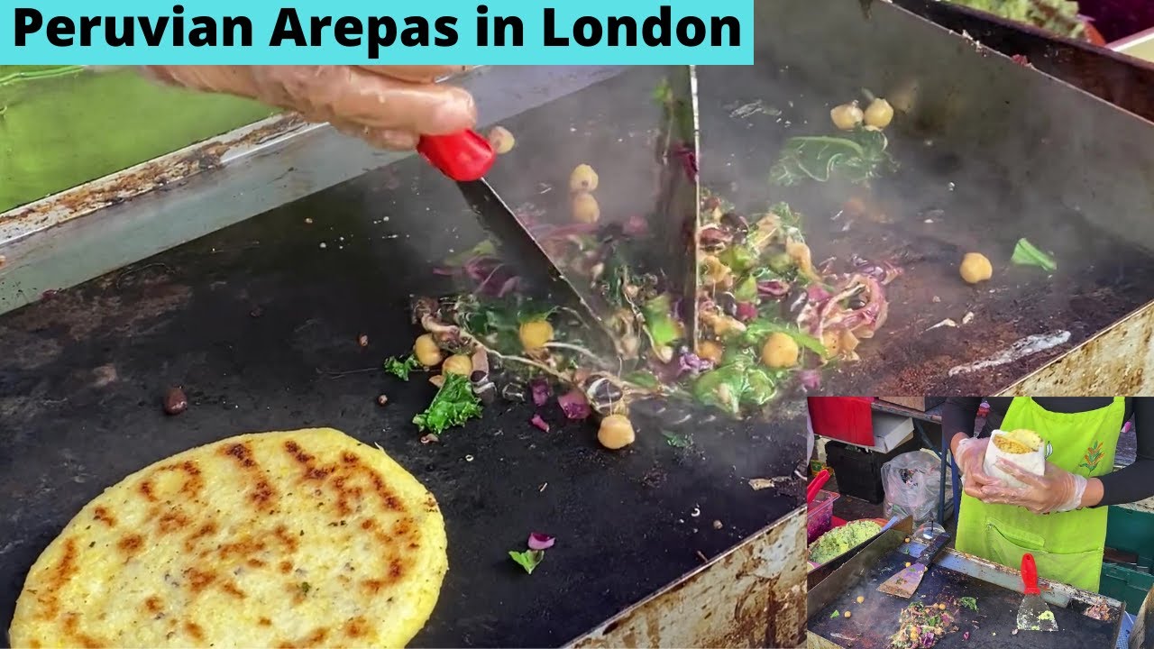 Peruvian Vegetarian AREPAS in London! Peruvian Street Food - YouTube