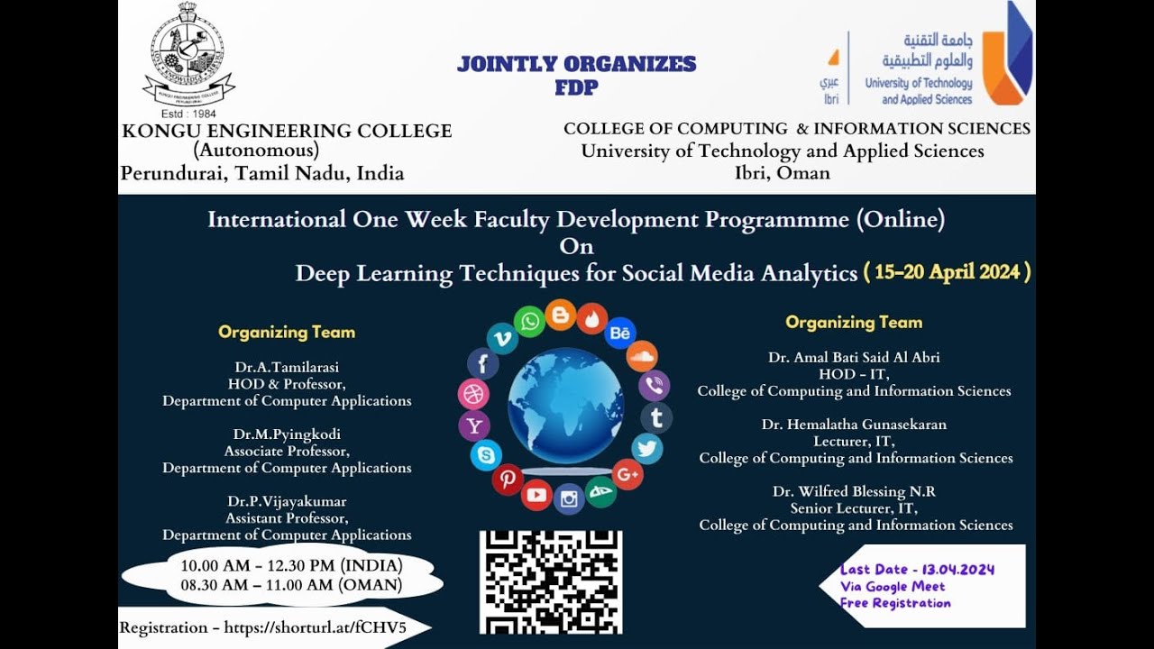 International One Week FDP On Deep Learning Techniques for Social Media ...