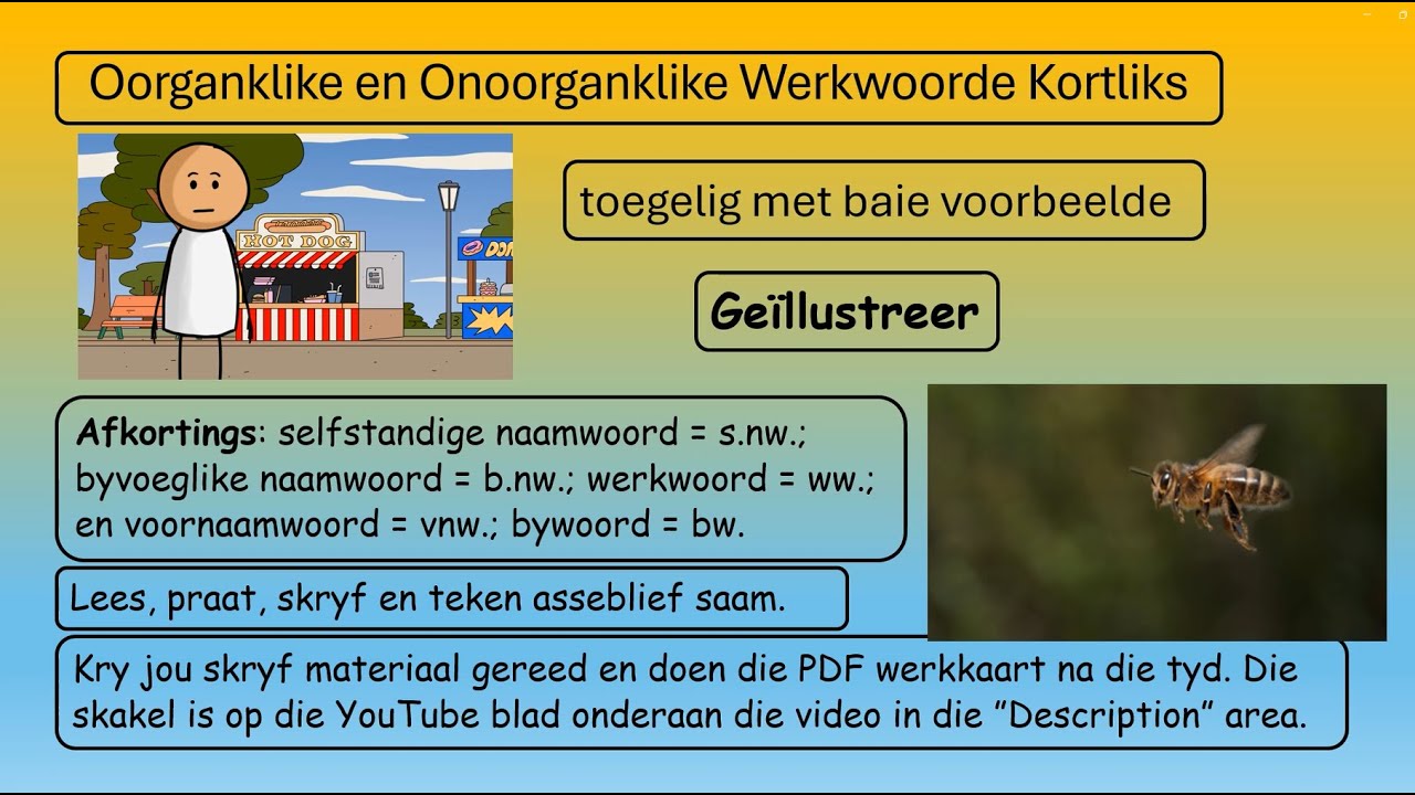 Oorganklike en Onoorganklike Werkwoorde in Afrikaans - YouTube