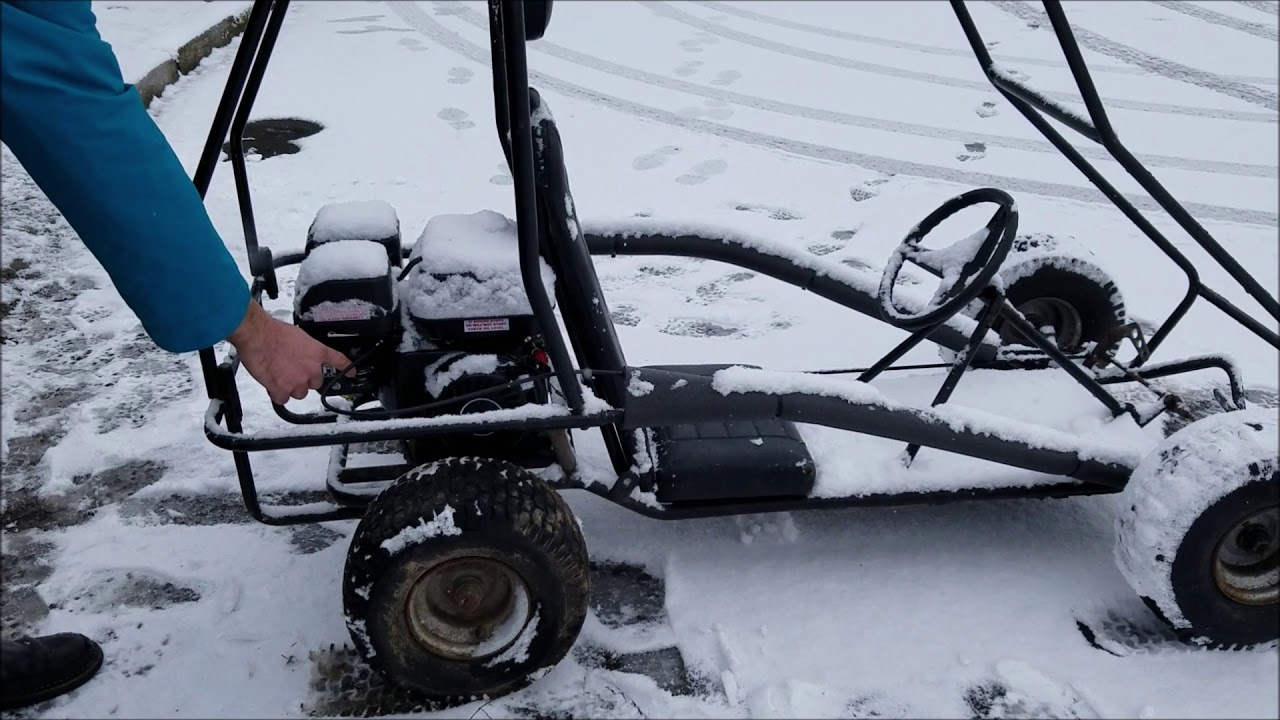 Go Kart Cold Start and Snow Drift - YouTube