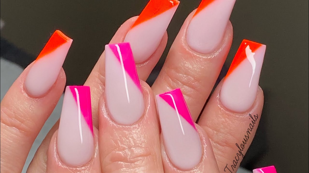 Acrylic Nail Tutorial- Neon Cut our Design - YouTube
