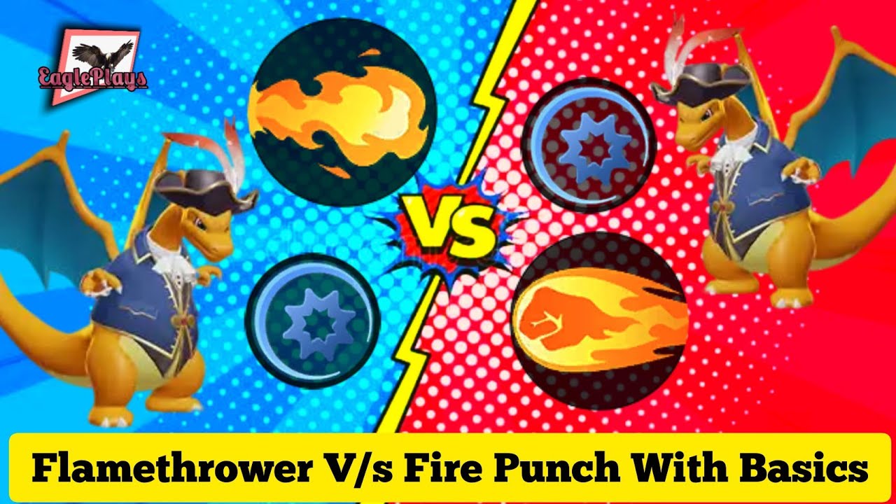 Charizard Flamethrower V/s Fire Punch + Basic Attacks On Burning ...