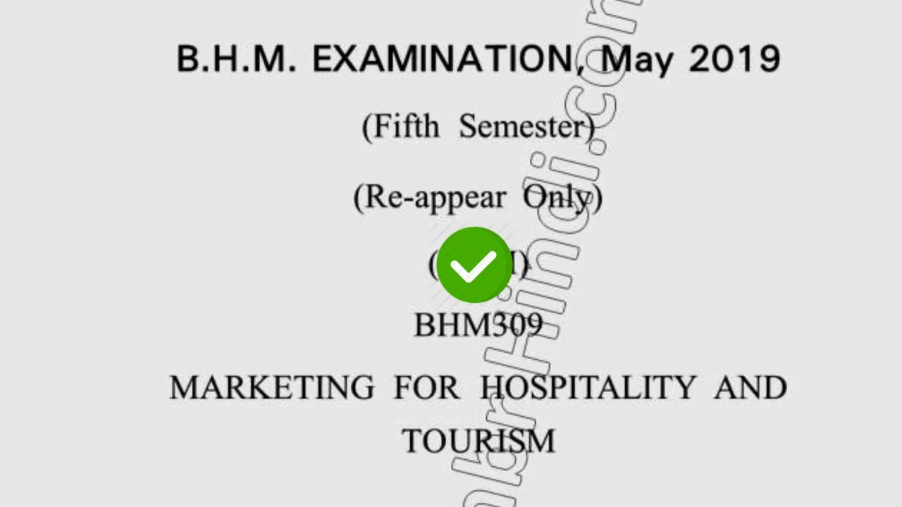 2019 Dcrust BHM 5th Sem Reappear Marketing for Hospitality & Tourism ...