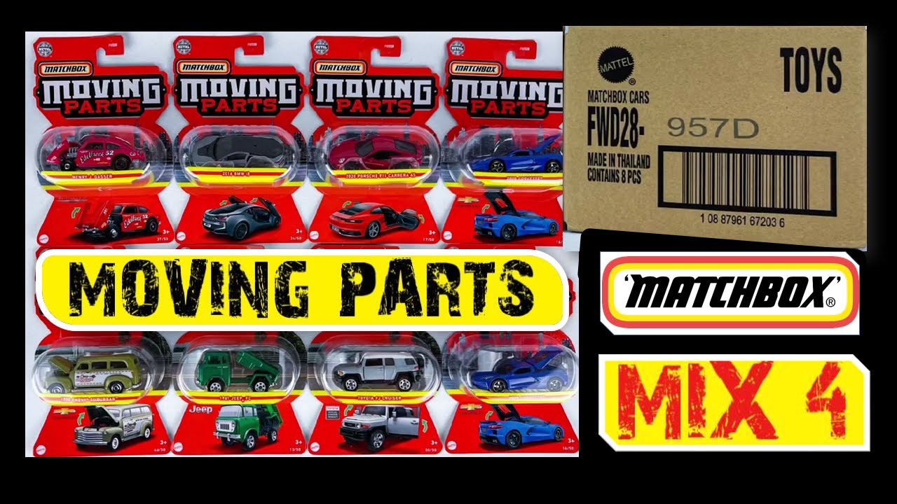 matchbox MOVING parts MIX 4 porsche 911 corvette bmw i8 - YouTube