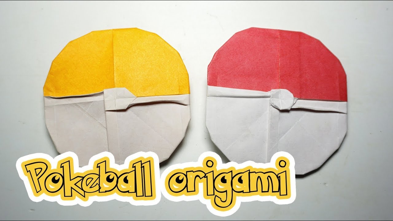 Origami Poké Ball Tutorial (2-Color, NO CUTS!) | From ONE Square Sheet ...