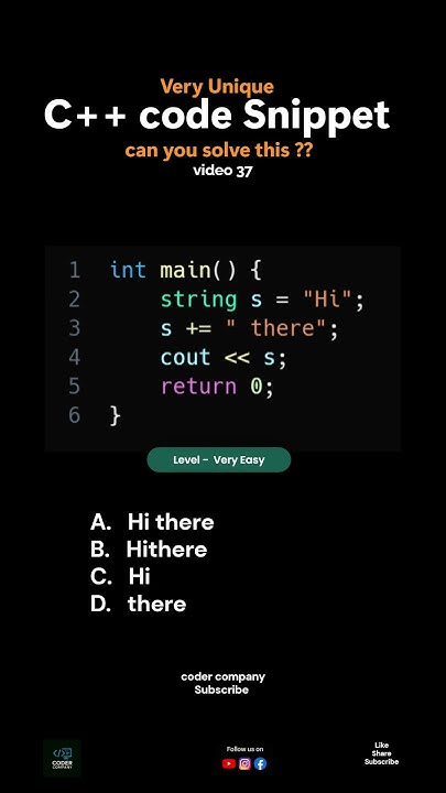 C++ quiz | check description for solution | video 37 | subscribe for more #shorts #codes #code ...