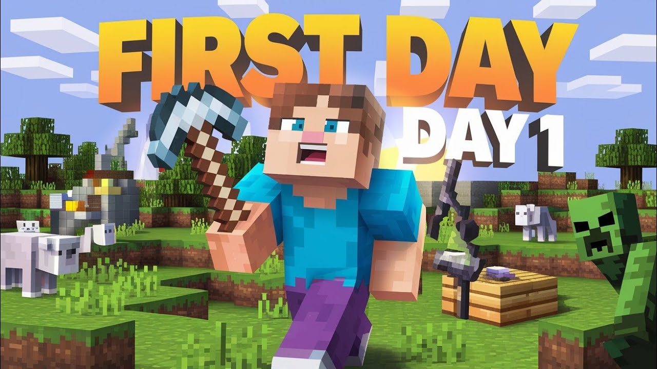 First Day In Minecraft#DAY 1 - YouTube