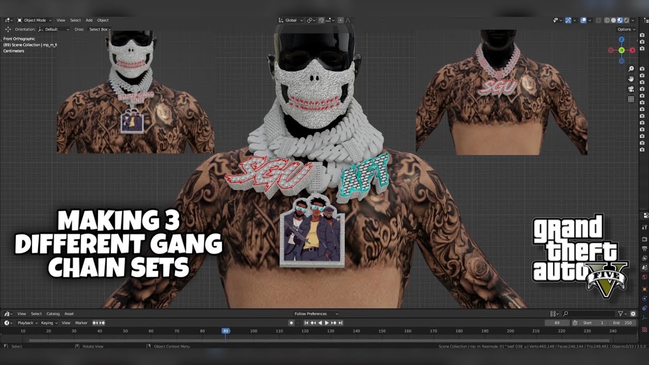 Making 3 Custom Gang Chain Sets In GTA 5 RP (FiveM) | Blender 3D ...