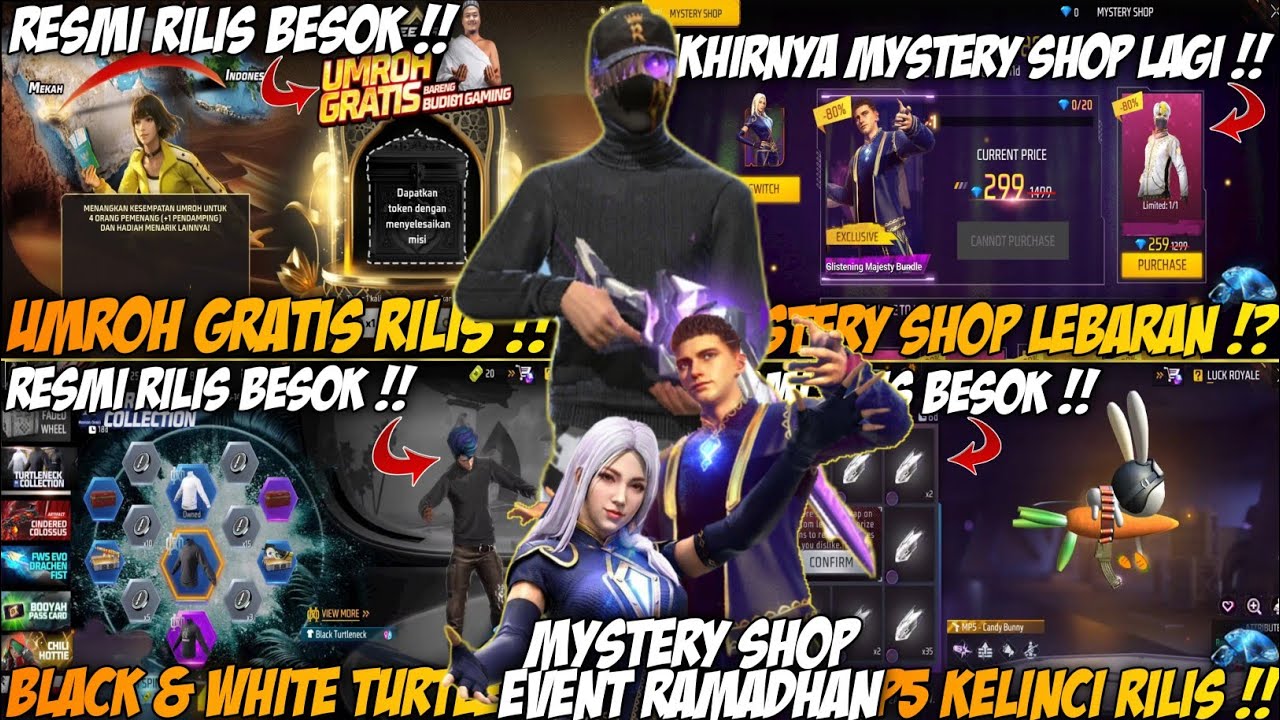 MYSTERY SHOP LEBARAN FF !! EVENT RAMADHAN, WHITE DAN BLACK TURTLENECK, MP5 CANDY BUNNY, UMROH ...