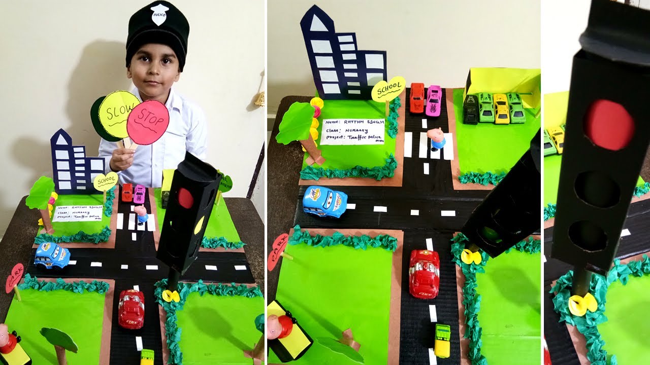 How to make Traffic police project | School Project | Traffic Police ...