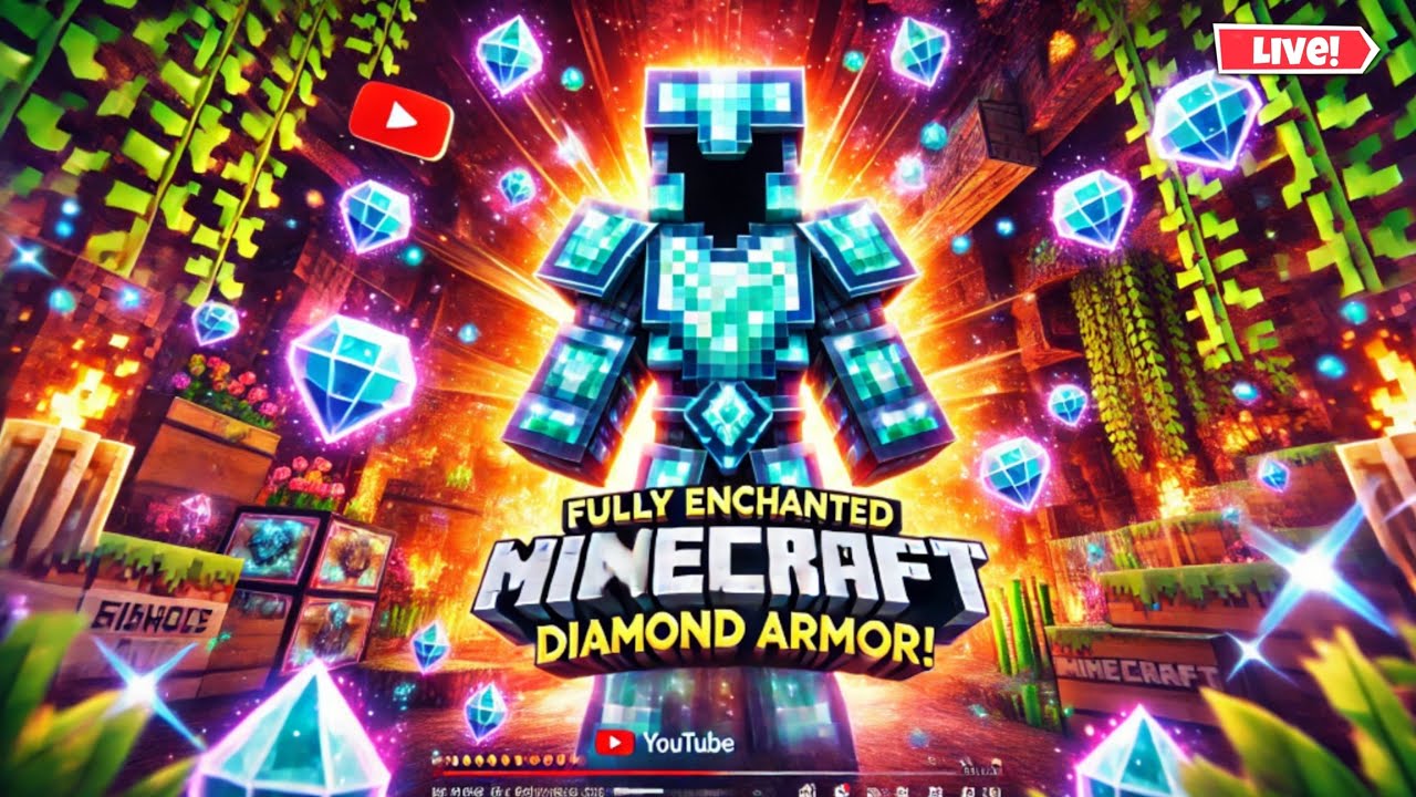 ''FULLY ENCHANTED DIAMOND ARMOR LIVE! 🔥 Ultimate Minecraft Survival ...