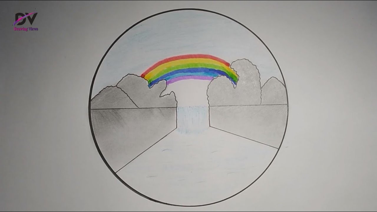 How to Draw Beautiful the rainbow || Pencil drawing in circle step by ...