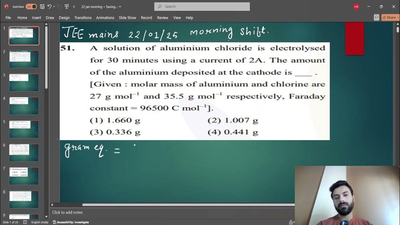 A solution of aluminium chloride is electrolysed for 30 minutes using a ...