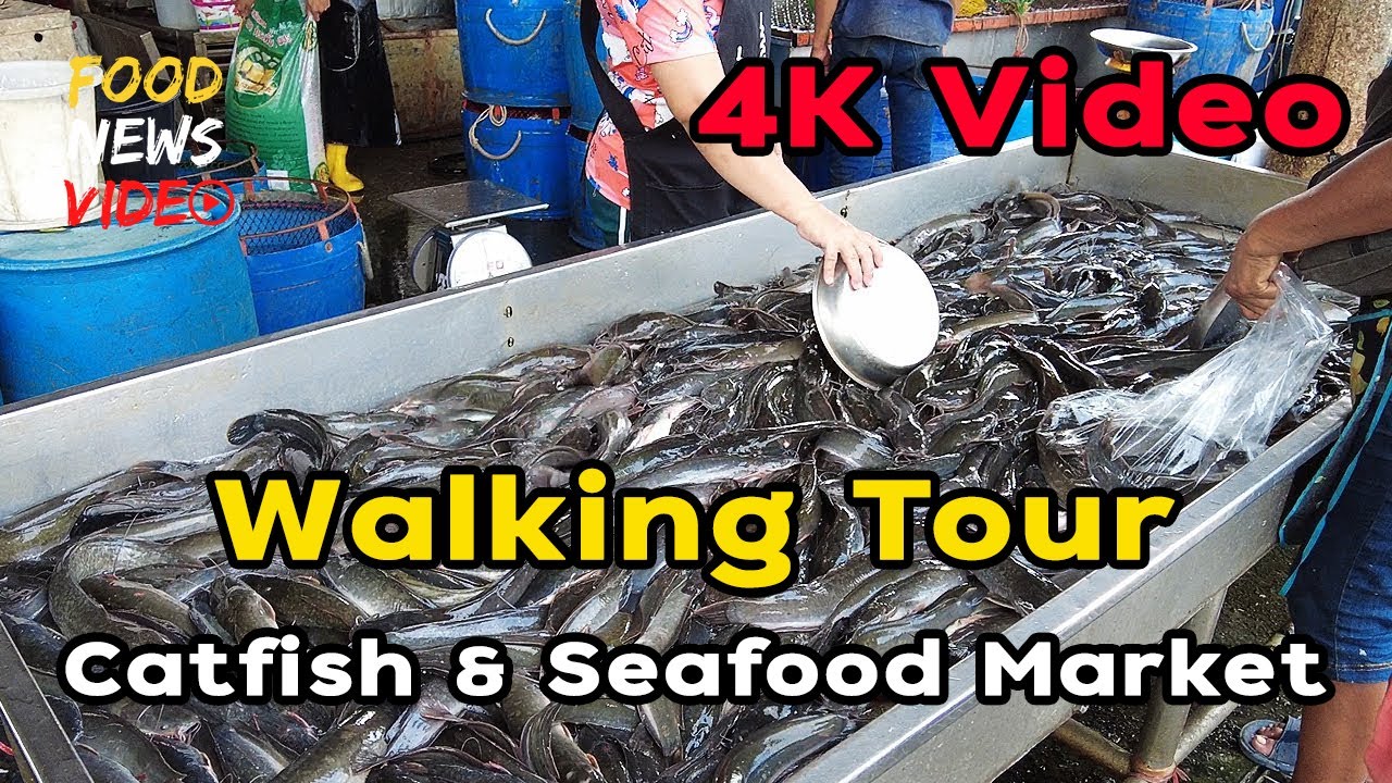 [4K Walking Tour] Best Catfish Market and Seafood Market Street Food ...
