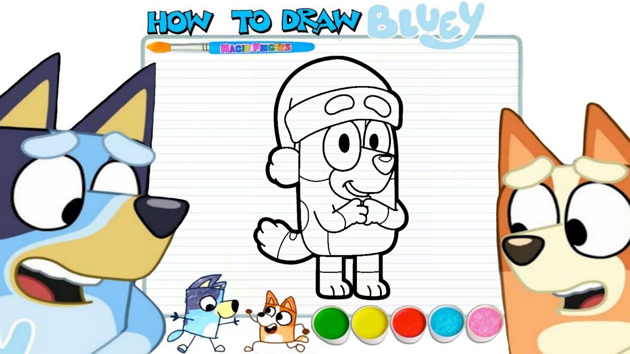 How to draw bluey & bingo 😱 | drawing cartoon characters for kids ...