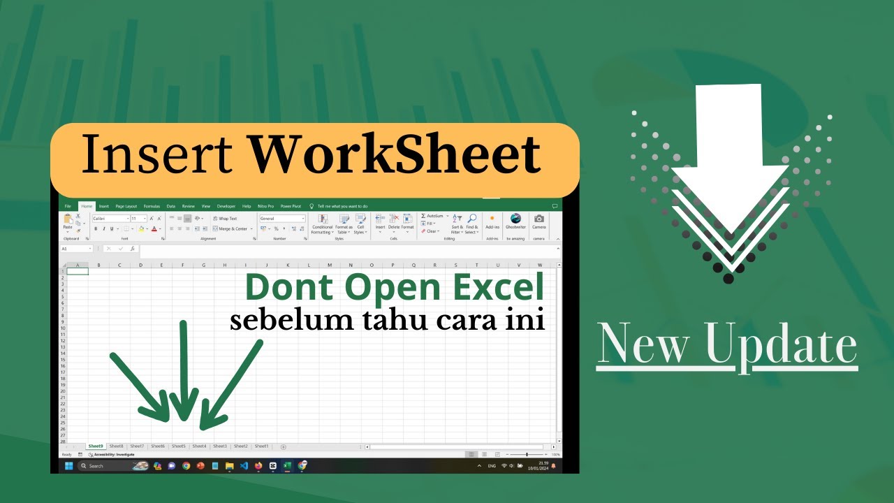 cara menambah sheet pada excel | sheet workbook - YouTube