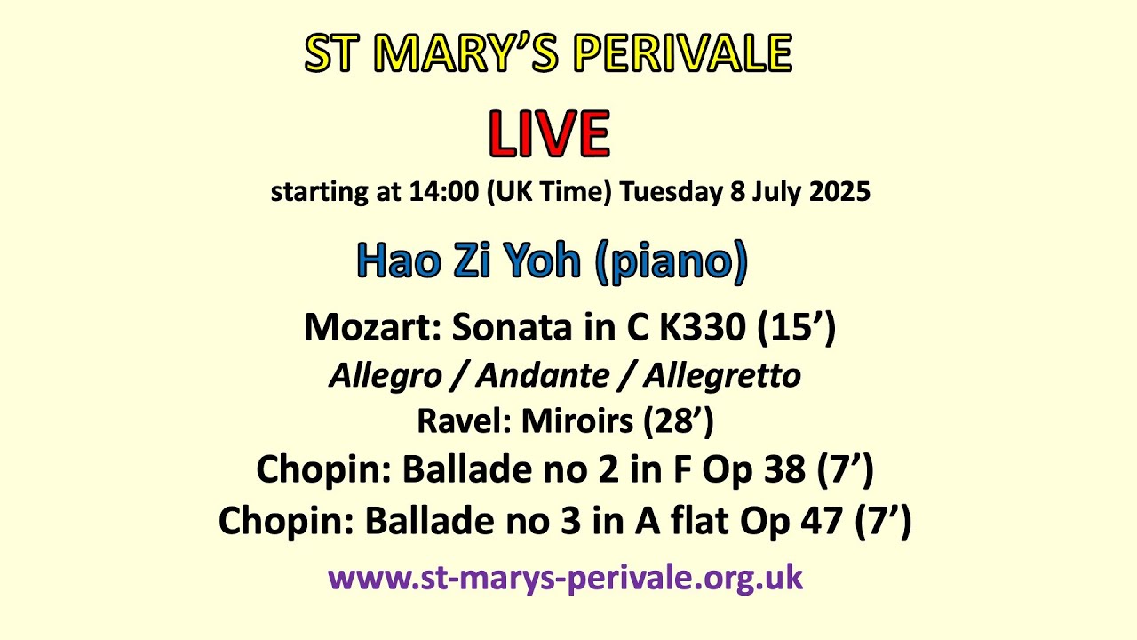 St Mary's Perivale LIVE : Hao Zi Yoh (piano) - YouTube
