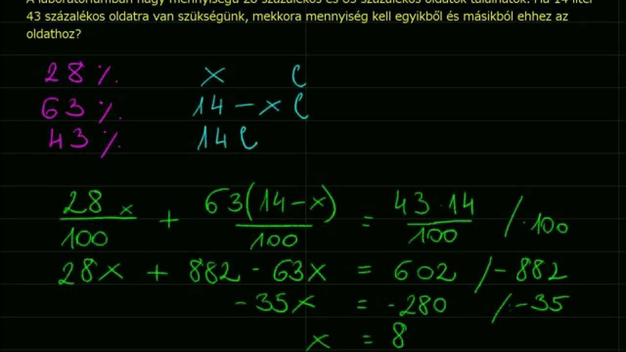 Keverési egyenlet 1.példa - YouTube