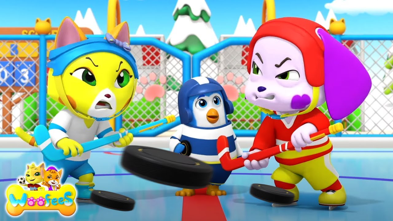 น้ำแข็งฮอกกี้การ์ตูนตลกๆสำหรับเด็กทารก - Woofees - YouTube