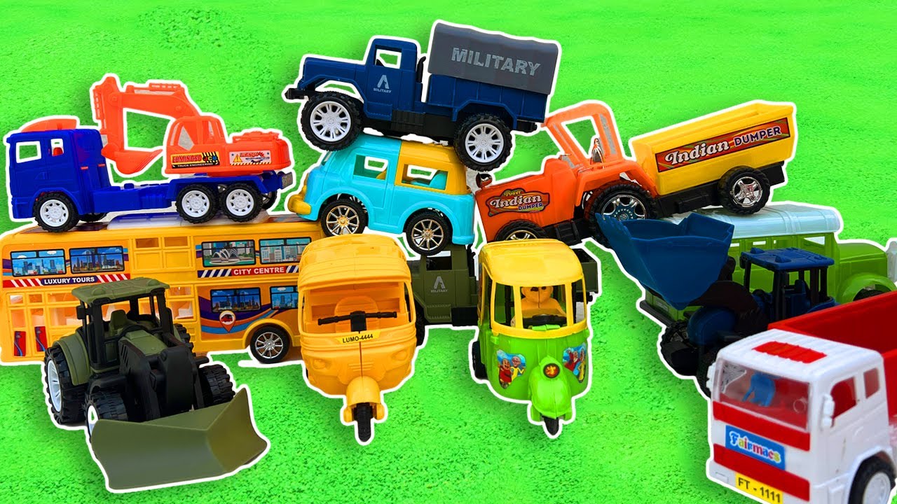 CAR wala cartoon | toy helicopter ka video | auto & Tractor trolly ...