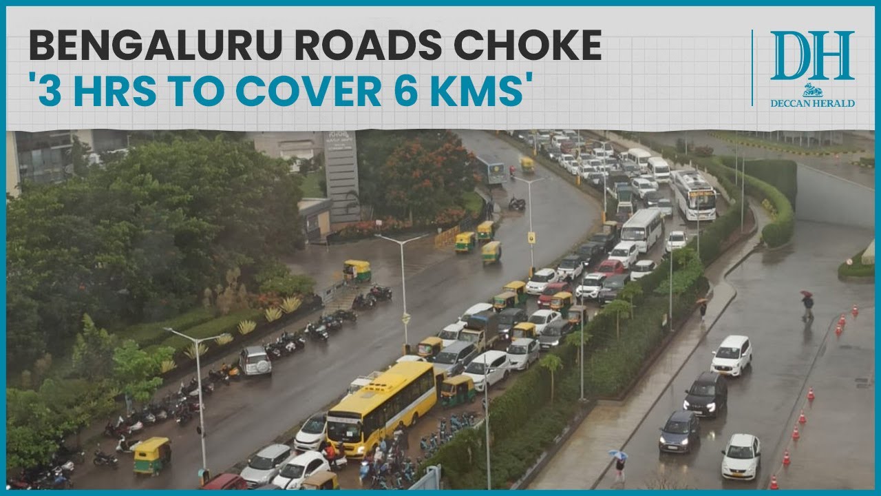 "3 hours to cover 6 kms" | Bengaluru roads choke | Massive traffic jam ...