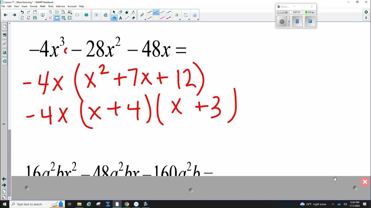 Lesson 71 - More Factoring and Subscripted Variables - YouTube