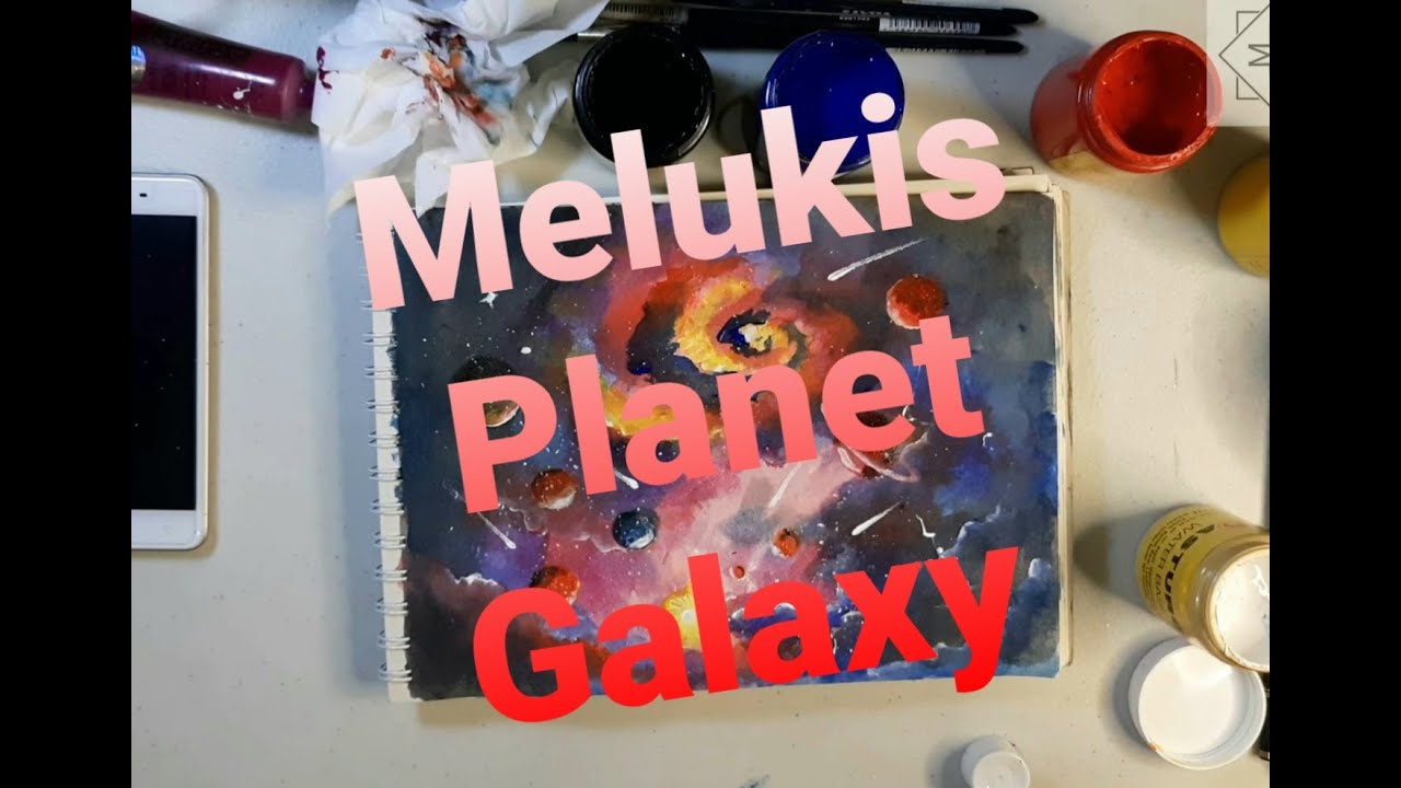 melukis gambar planet menggunakan cat acrilik - YouTube