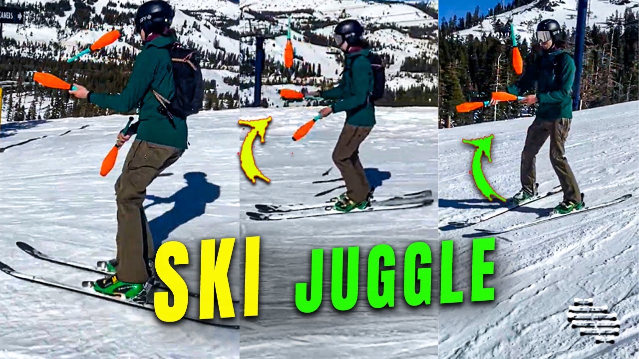 Snowskier Juggling 3 Clubs While Skiing - YouTube