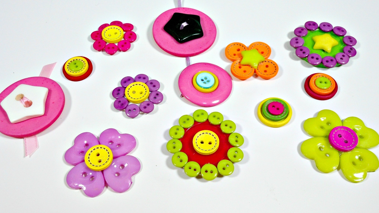 7 ideas para hacer decoraciones con botones MUY FÁCIL - YouTube