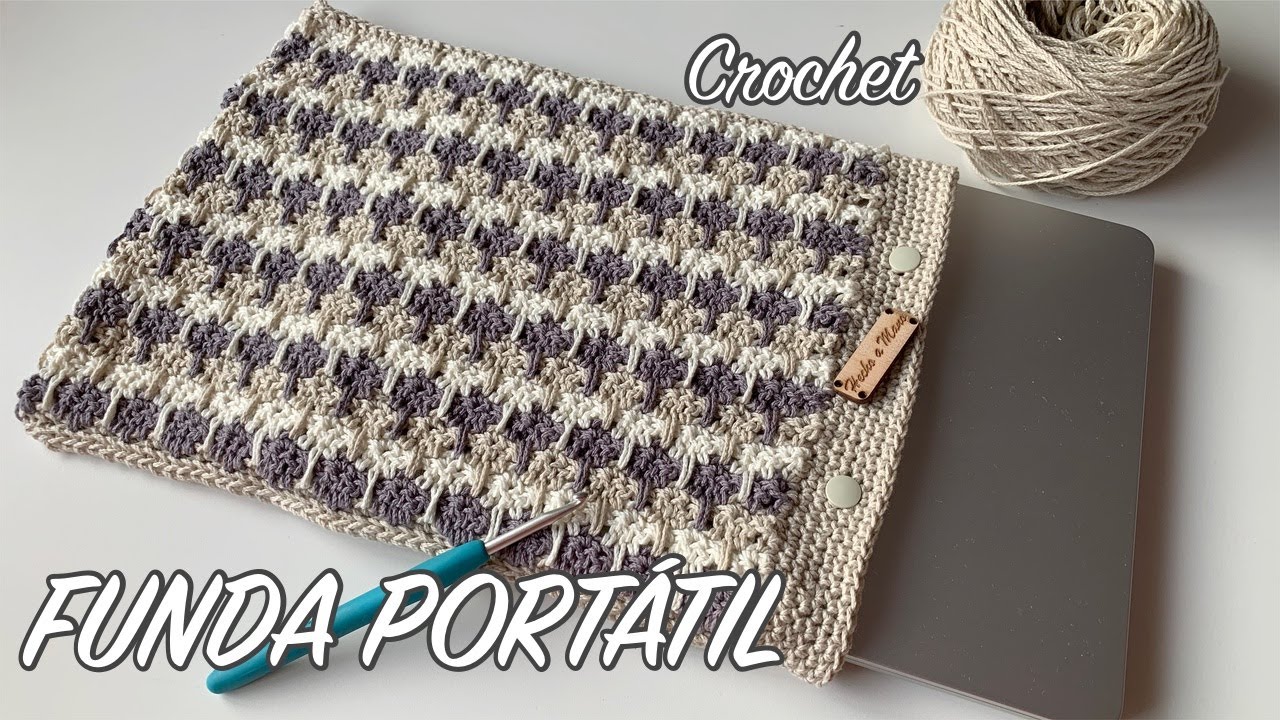 Funda para portátil de 13" a crochet. DIY ganchillo para tablets ...