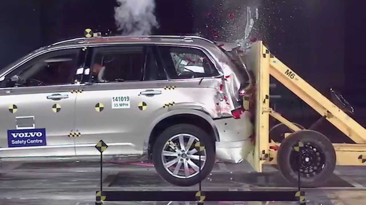 2015 Volvo XC90 rear end crash test - YouTube