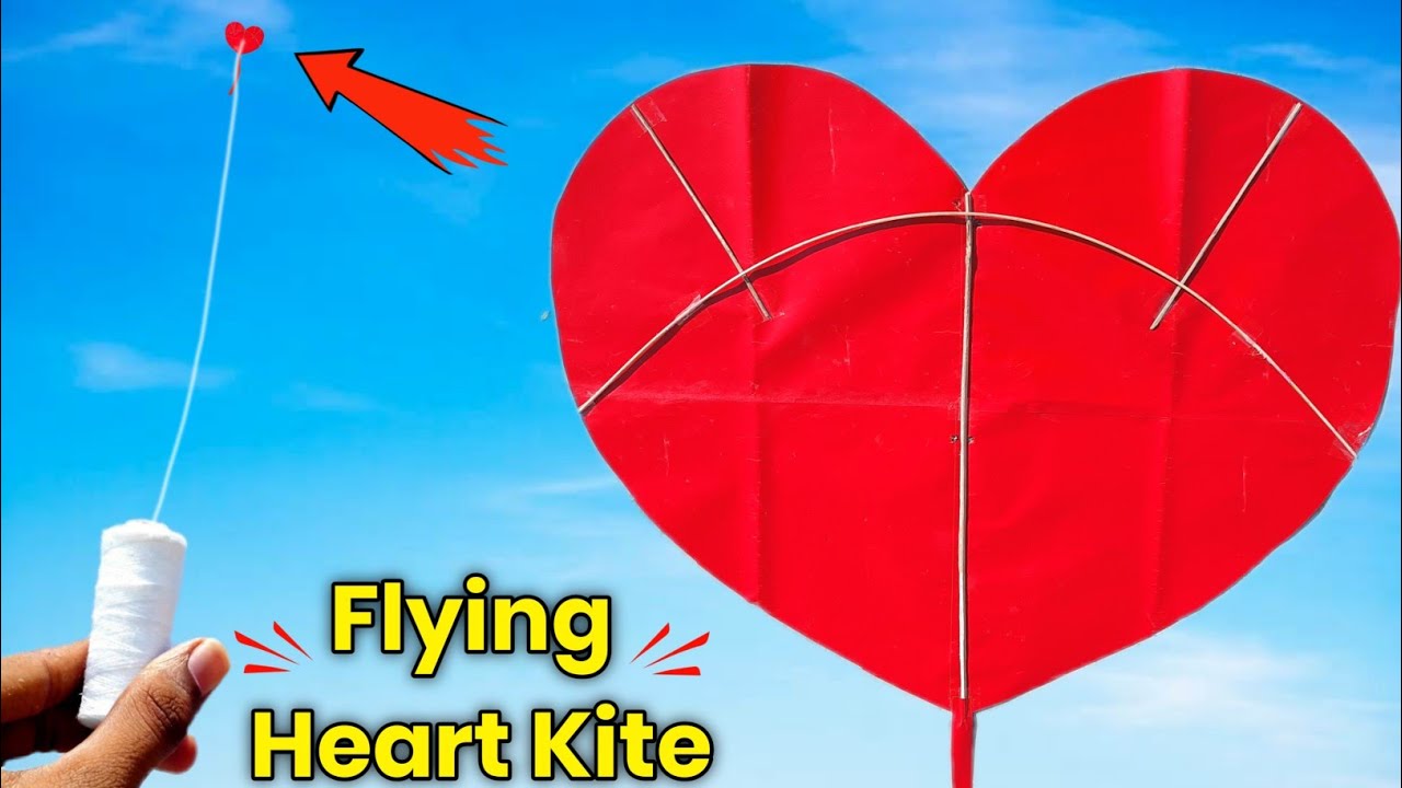Valentines special heart shape kite , How to make Heart shape kite ...