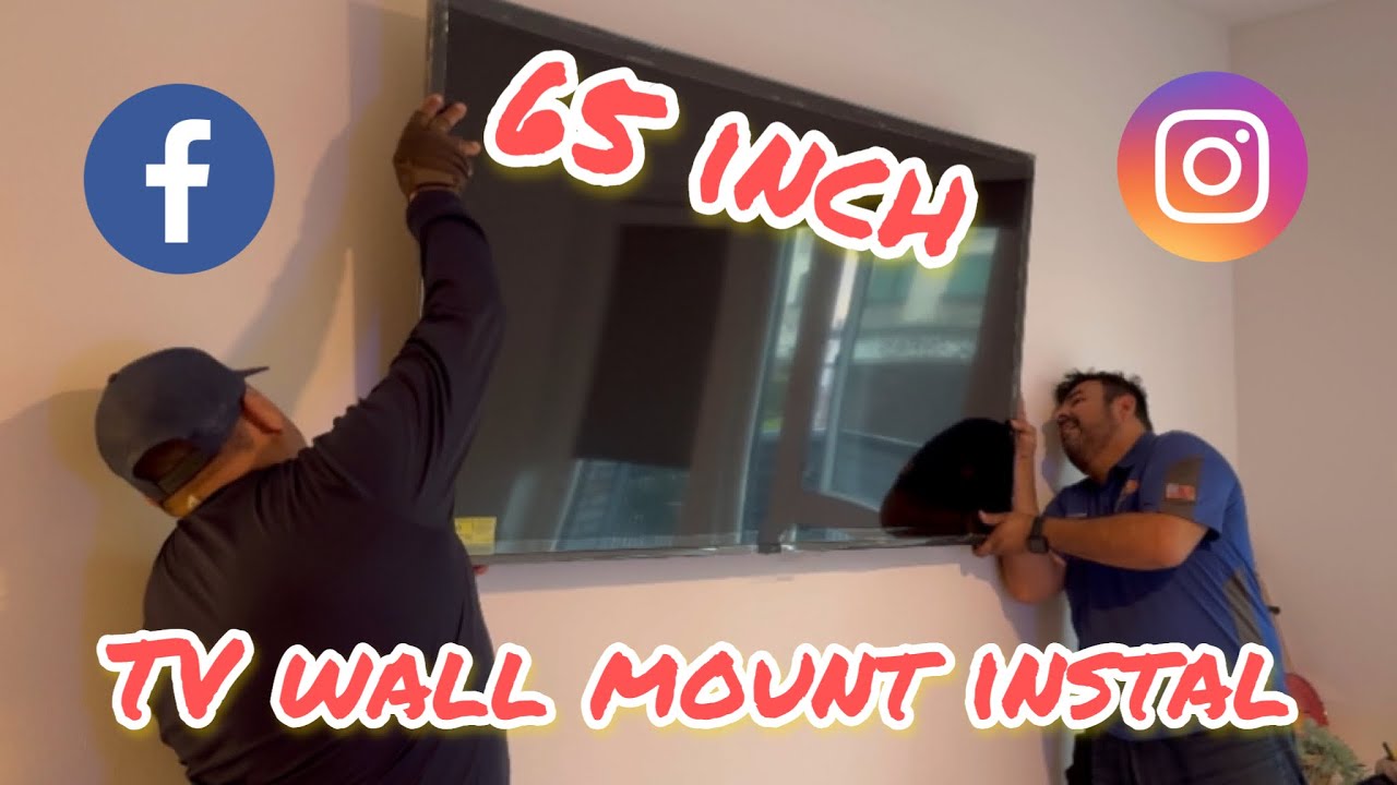 65 inch TV wall mount install - YouTube