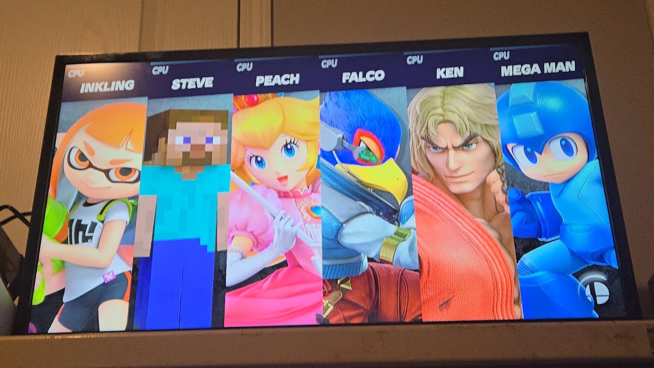 Inkling vs Steve vs Peach vs Falco vs Ken vs Mega Man - YouTube