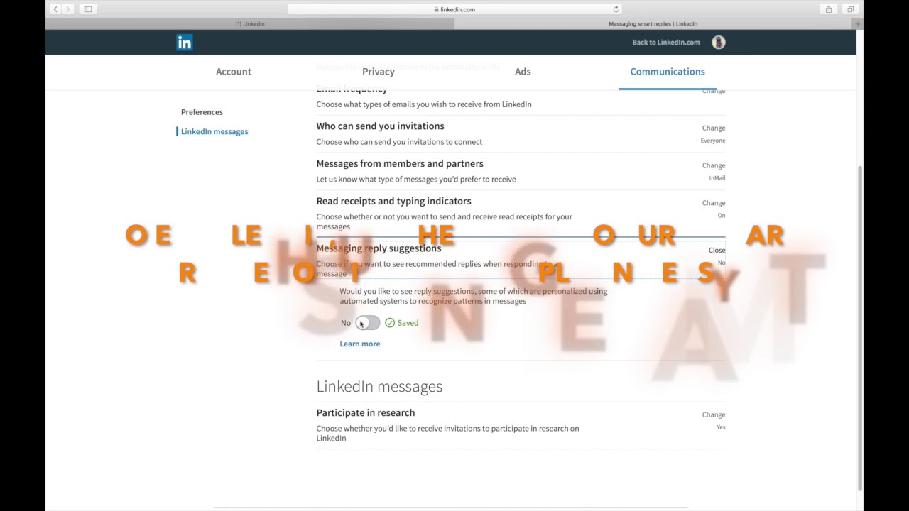 HOW TO ENABLE OR DISABLE SMART REPLIES ON LINKEDIN - YouTube