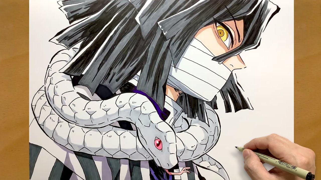 How to draw Obanai Iguro from Demon Slayer I Kimetsu no Yaiba | step by ...