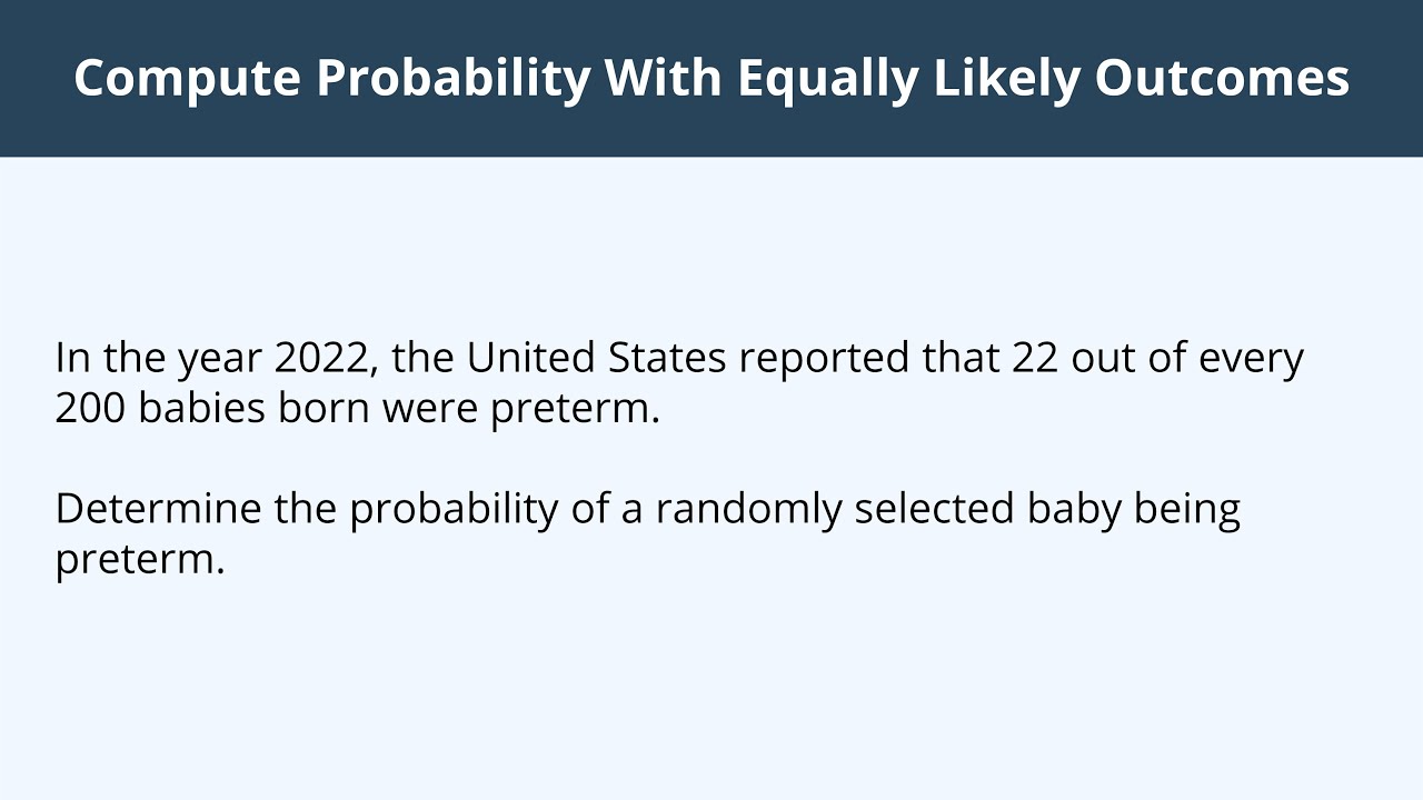 Compute Probability With Equally Likely Outcomes - 4 - YouTube