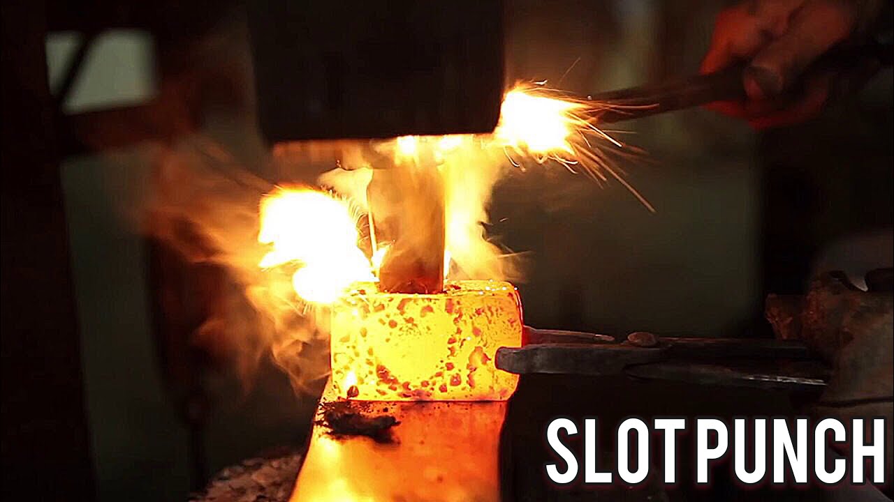 Slot Punch- Using a slot punch while forging - Brent Bailey Forge - YouTube
