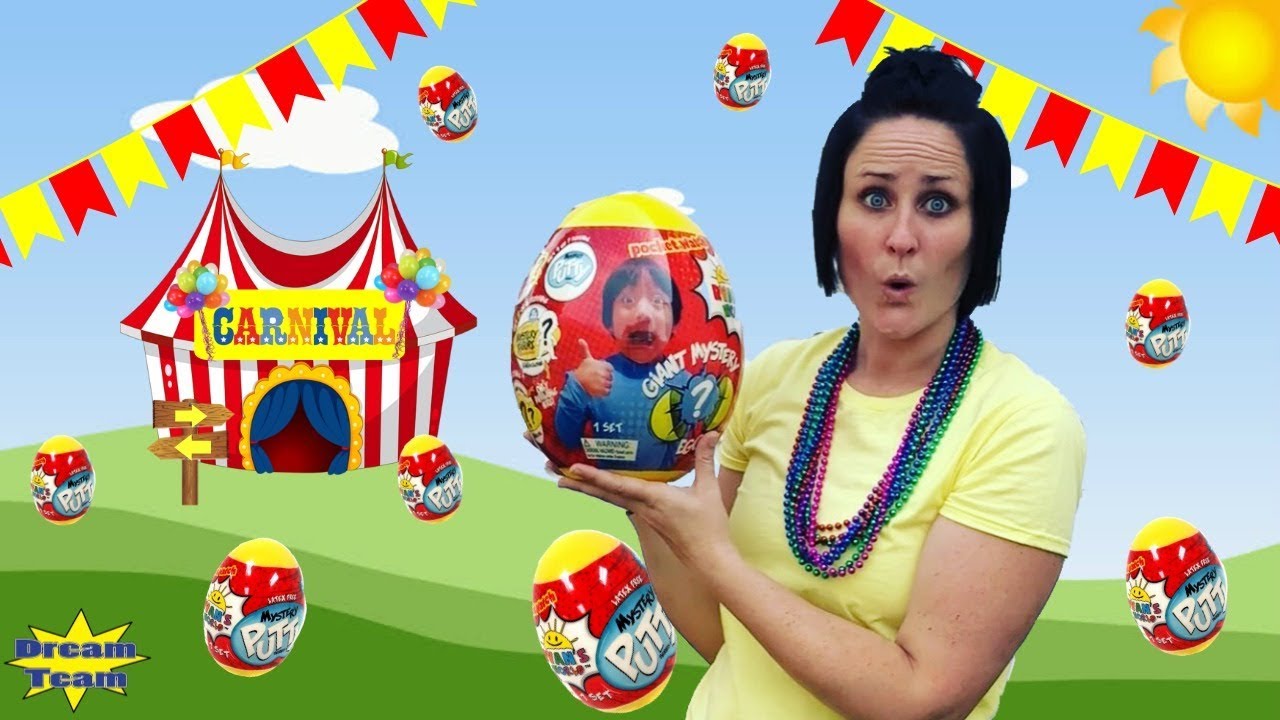 Ryan's World Giant Mystery Egg At The Toy Carnival With Crazy Carni ...