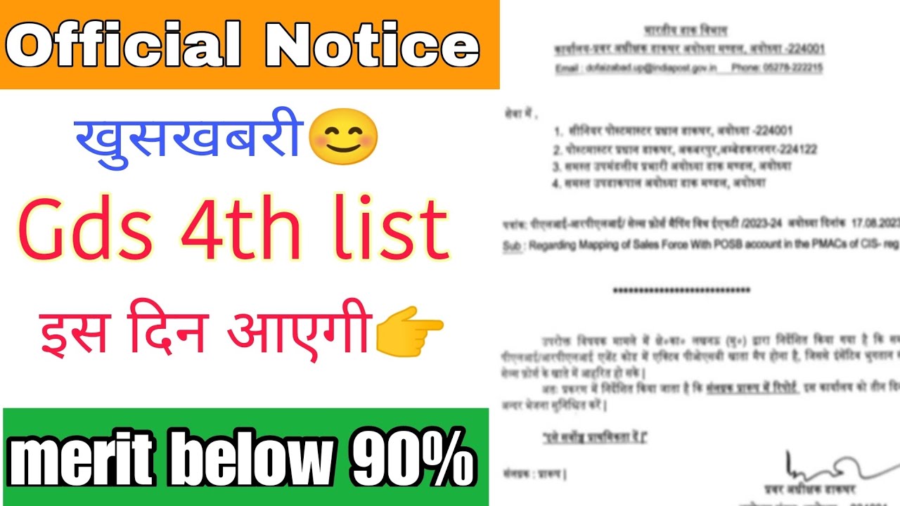 India Post GDS 4th list official date out |GDS special drive 12828 ...
