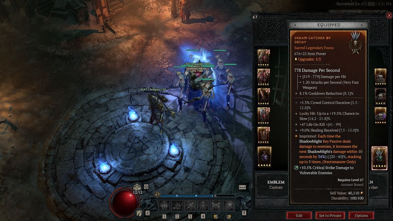 Diablo 4 - Necromancer Level 66+ | Blight Shadow Build - YouTube