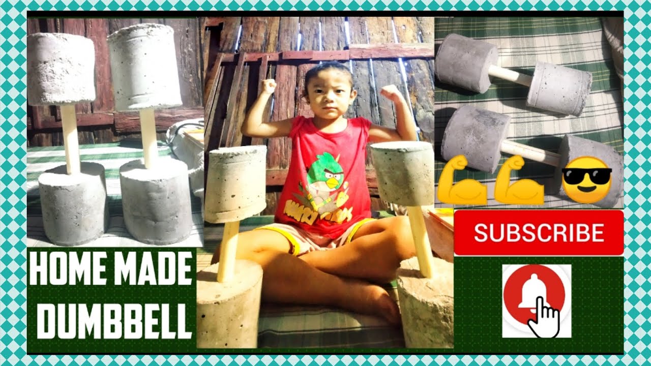 How to make concrete dumbbell || Making dumbbell with common things ...