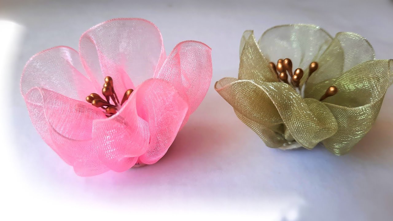 It's so easy! DIY beautiful organza flower, #embriodery #craftidea # ...